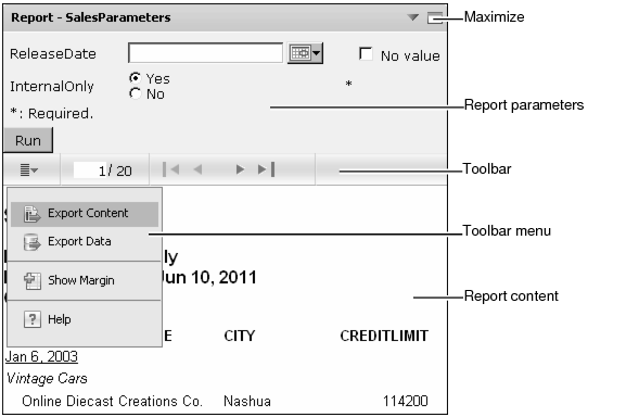 About report gadgets