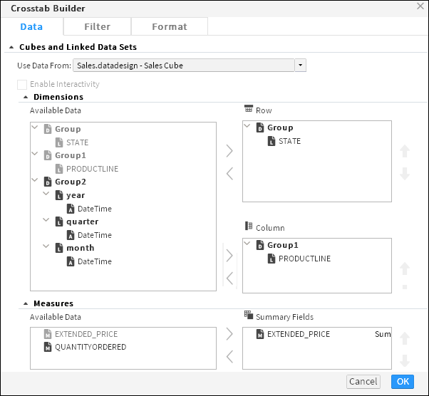 Creating a cross tab